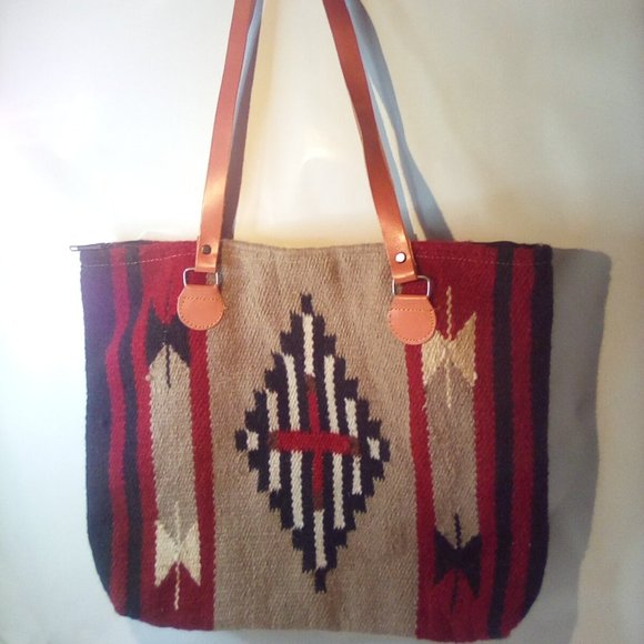 Bags | El Paso Saddle Blanket Southwestern Aztec Wool Tote Bag Purse ...